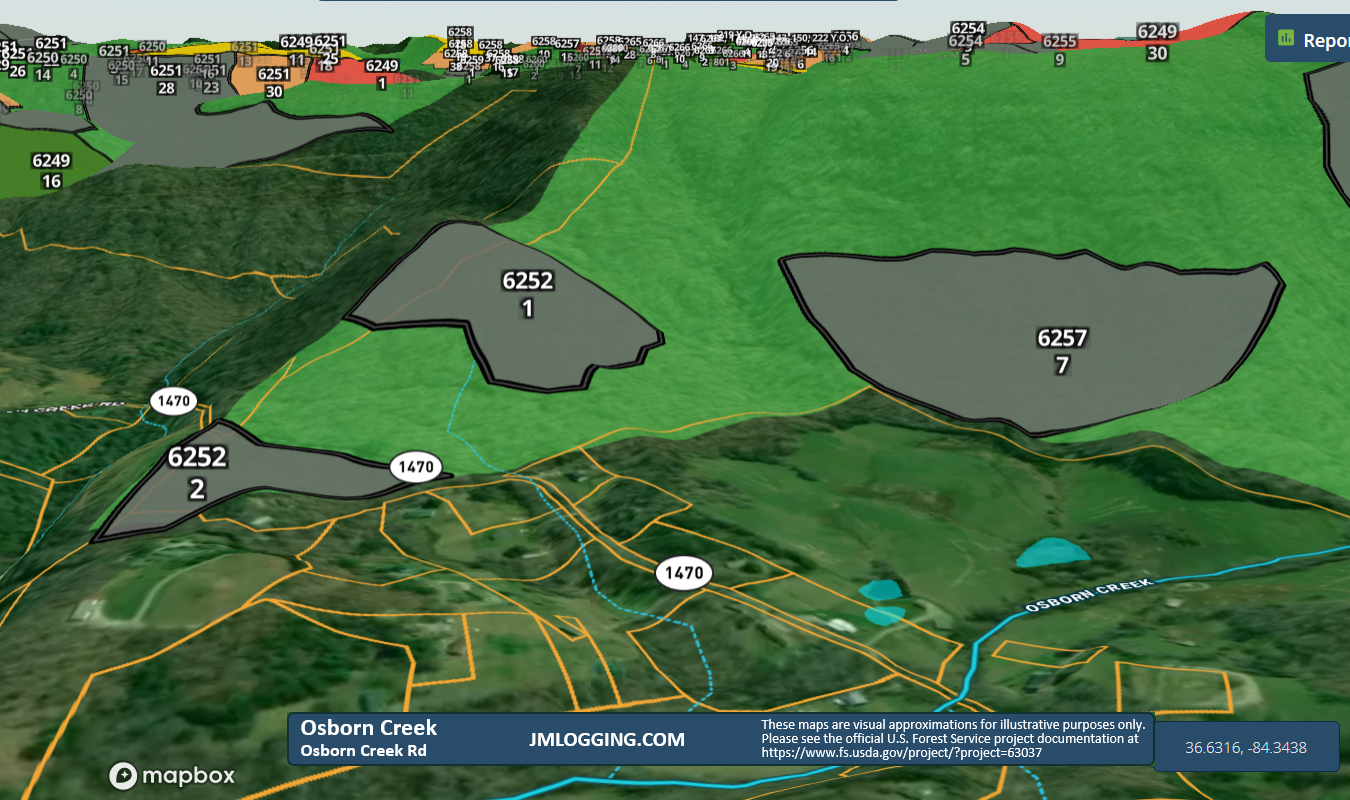 Osborn Creek Midway Facing East – 3D Maps – Jellico Mountains Logging