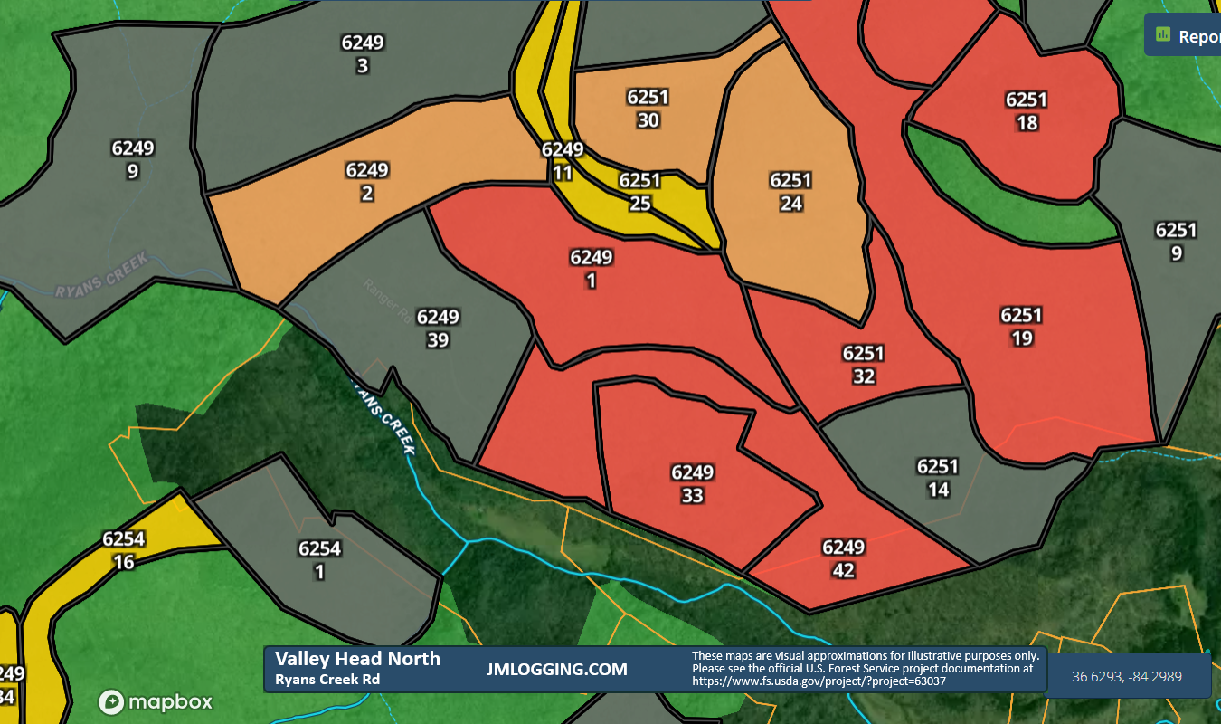 Ryans Creek Valley Head North – 3D Maps – Jellico Mountains Logging