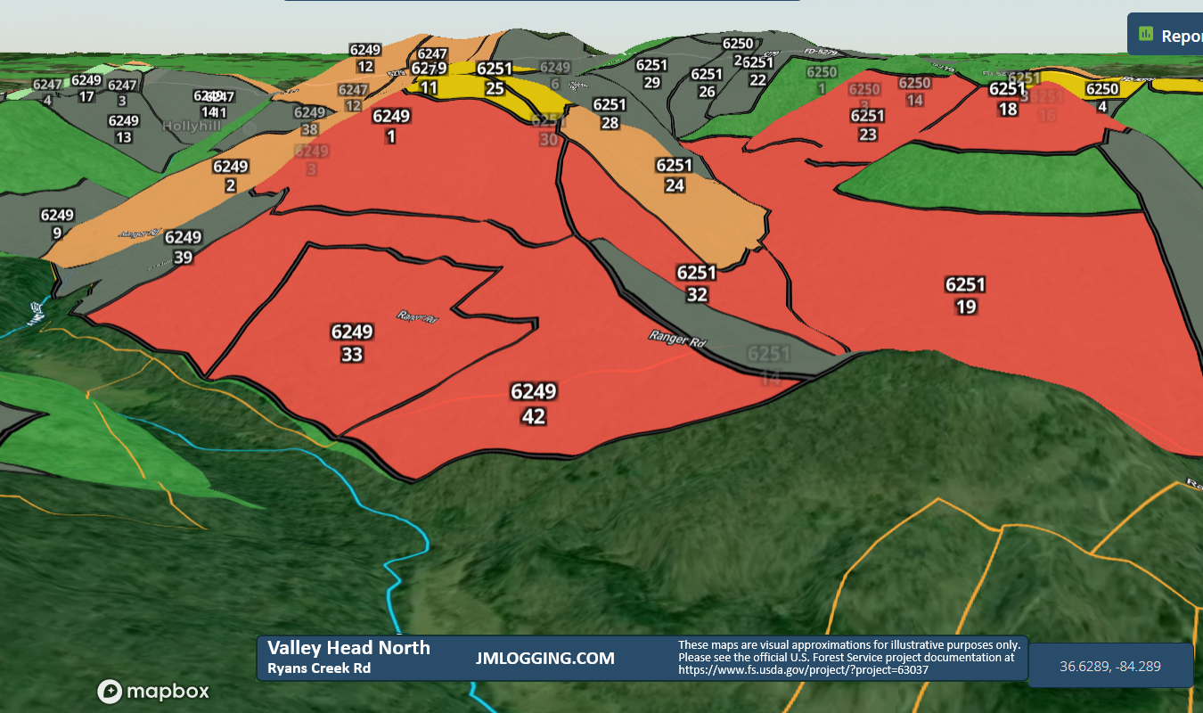 Ryans Creek Valley Head North – 3D Maps – Jellico Mountains Logging